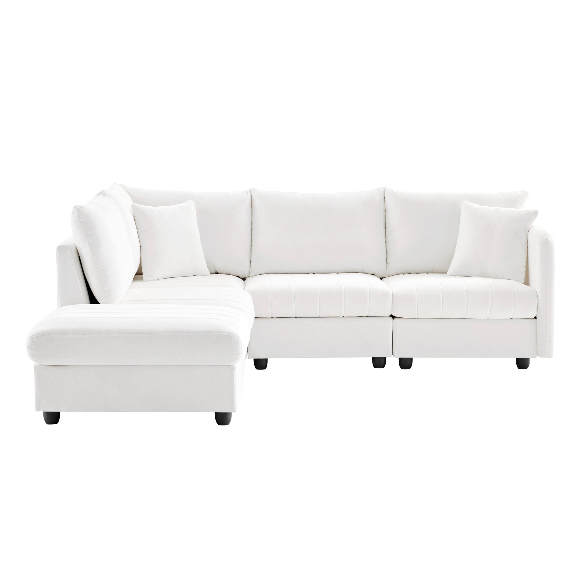 Latitude Run® 89X79" Modern L-Shape Sectional Sofa – Vertical Stripes, 5-Seat Configurable ...